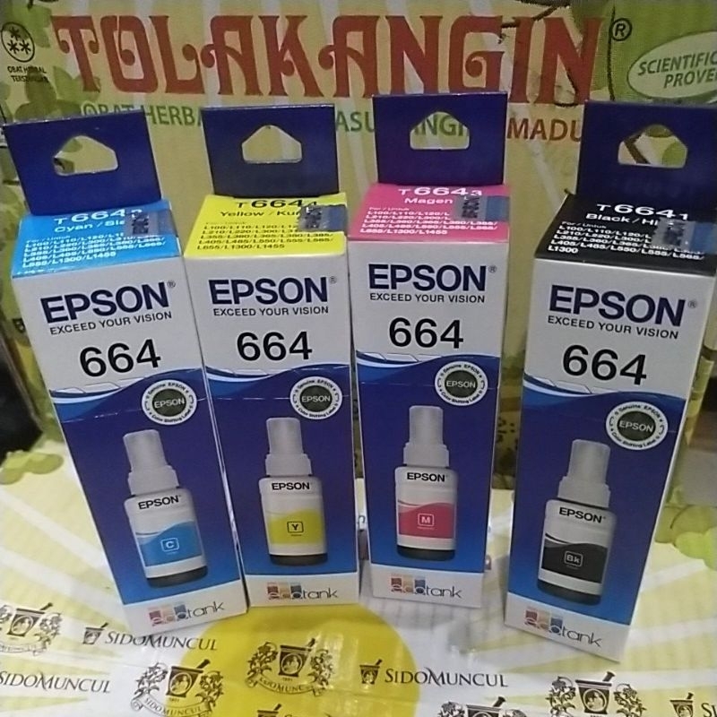 Jual tinta printer Epson 664 original / asli L100 L110 L120 L200 L210 L220 L300 L310 L350 L355 ...