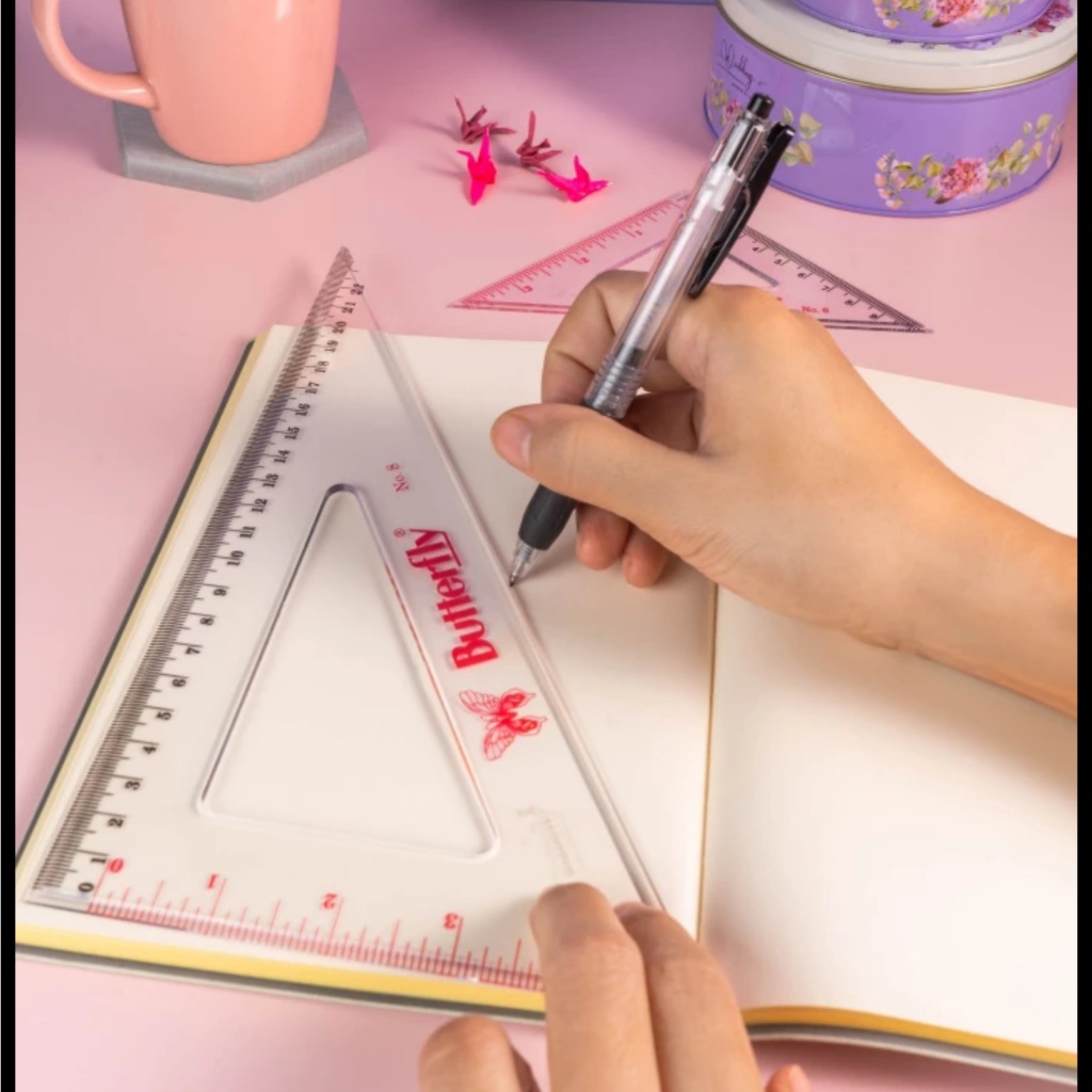 Jual Butterfly TRIANGULAR Ruler SET 14cm 23cm 90° No.6 No.8 / Penggaris ...