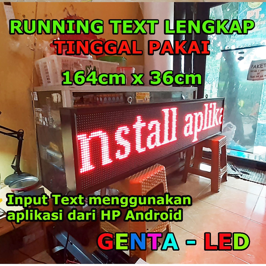 Jual Running Text Tulisan Berjalan LED Display Merah 165cm x 40cm ...