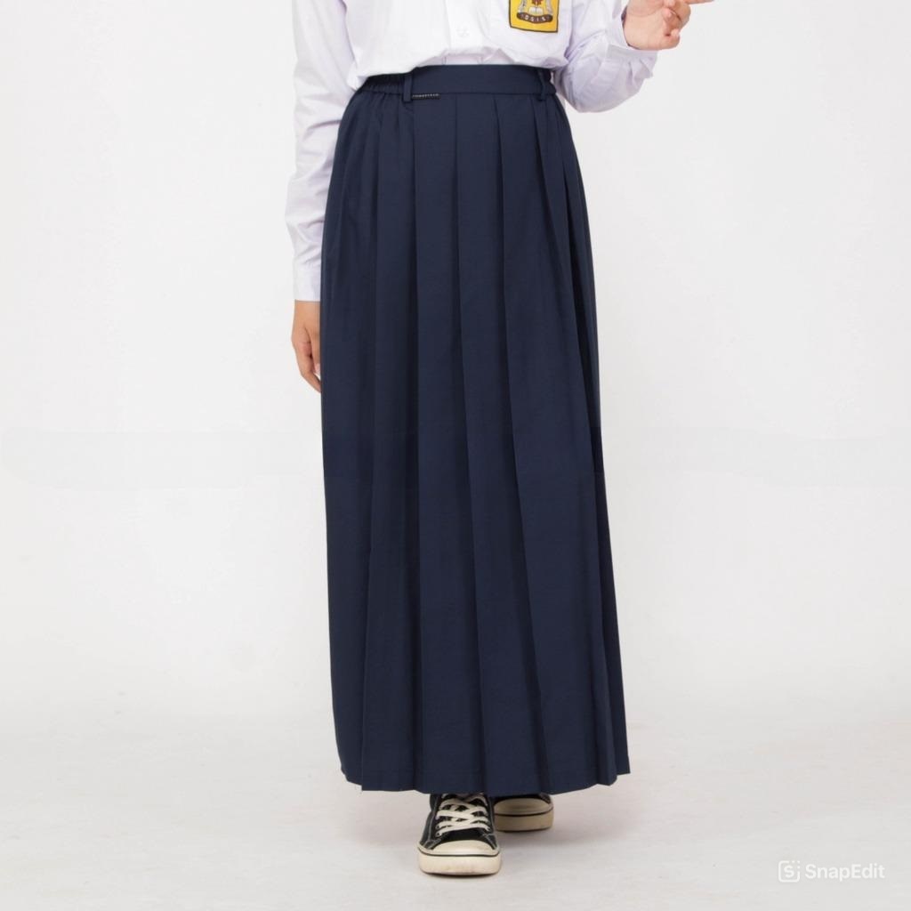 Jual Rok Rempel Seragam Sekolah SMP/MTS Panjang Warna Biru Dongker ...
