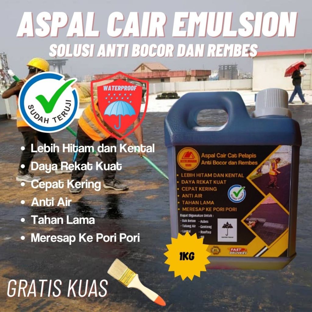 Jual Aspal Cair Cat Pelapis Anti Bocor Rembes 1kg Asphalt Emulsion ...