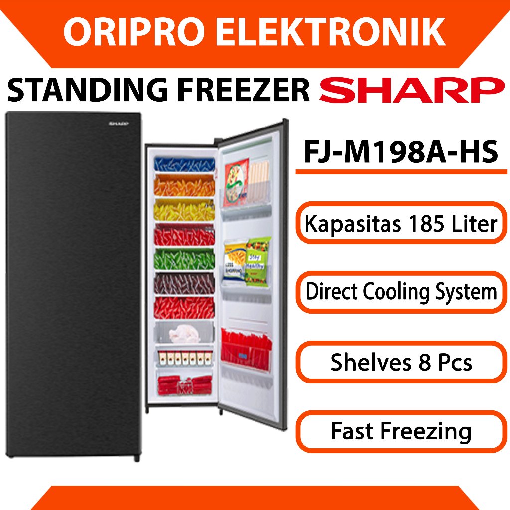 Jual Standing Freezer 185 Liter Sharp 8 Rak FJ-M198A-HS | Shopee Indonesia