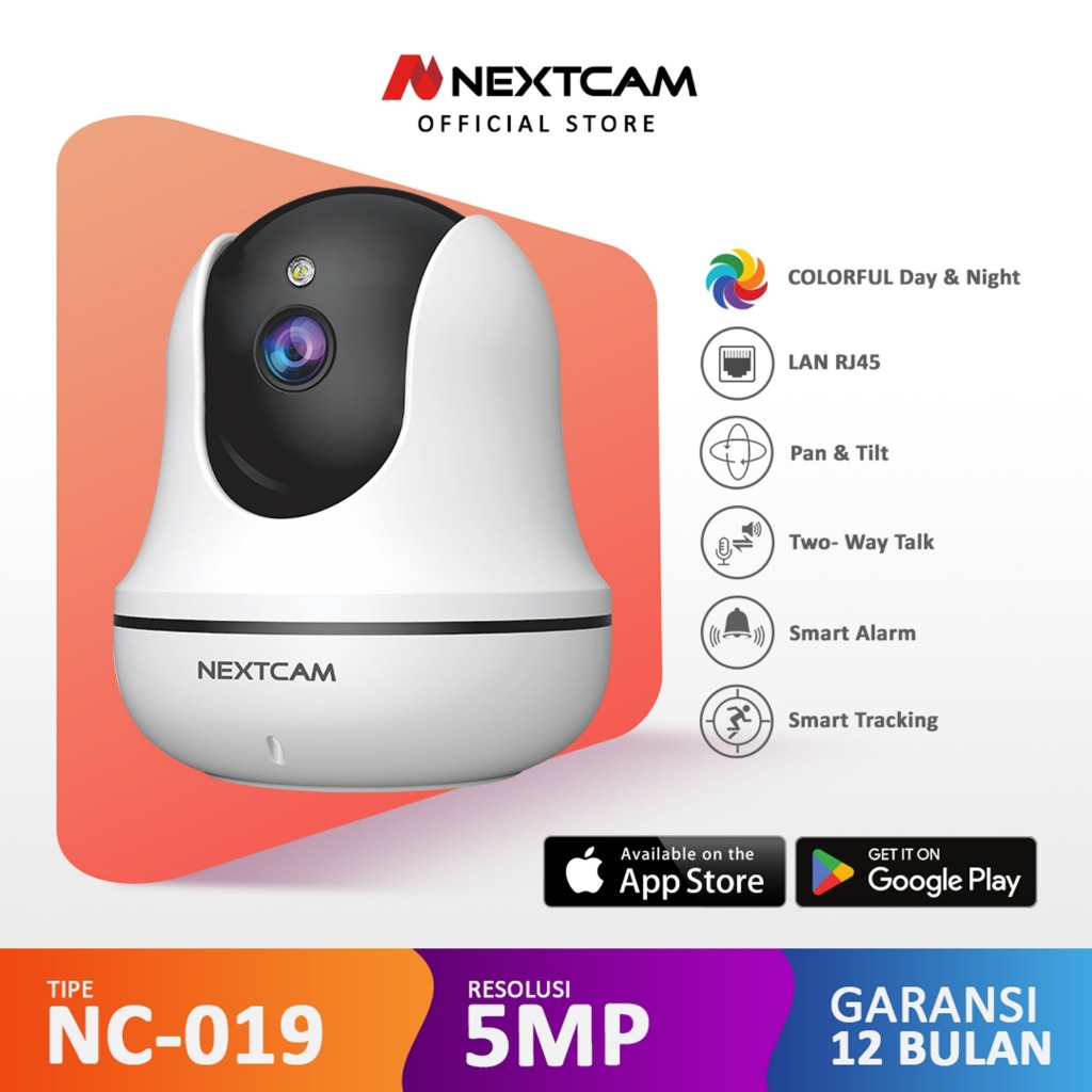 Jual Nextcam kamera cctv wireless wifi ipcam 5MP colorful bisa berputar bisa bersuara smart ...