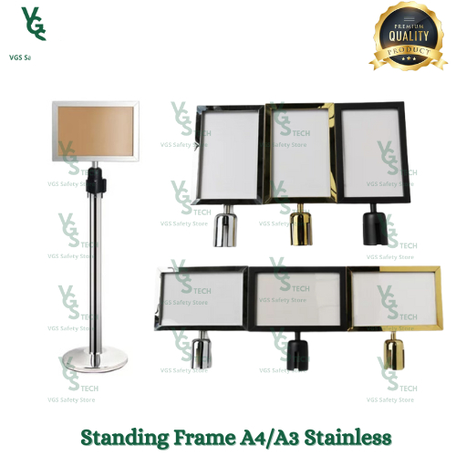 Jual Standing Sign Frame Stainless Papan Tiang Antrian A4/A3 | Shopee ...