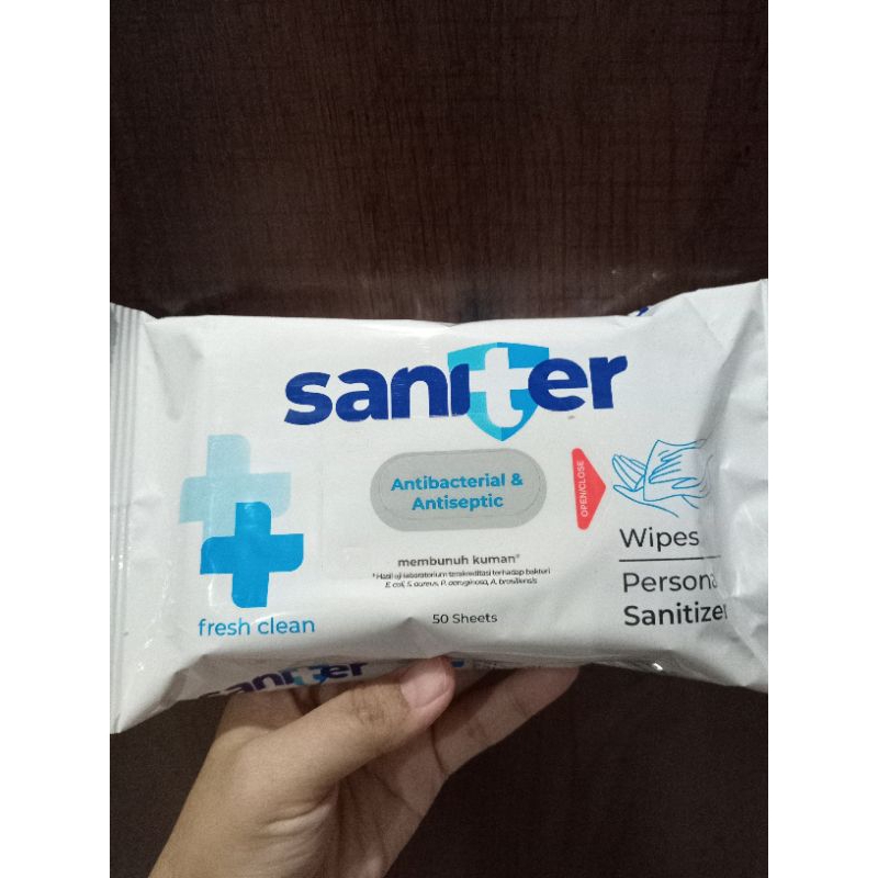 Jual Saniter wipes sanitizer tisu basah antibacterial antiseptic 50 ...