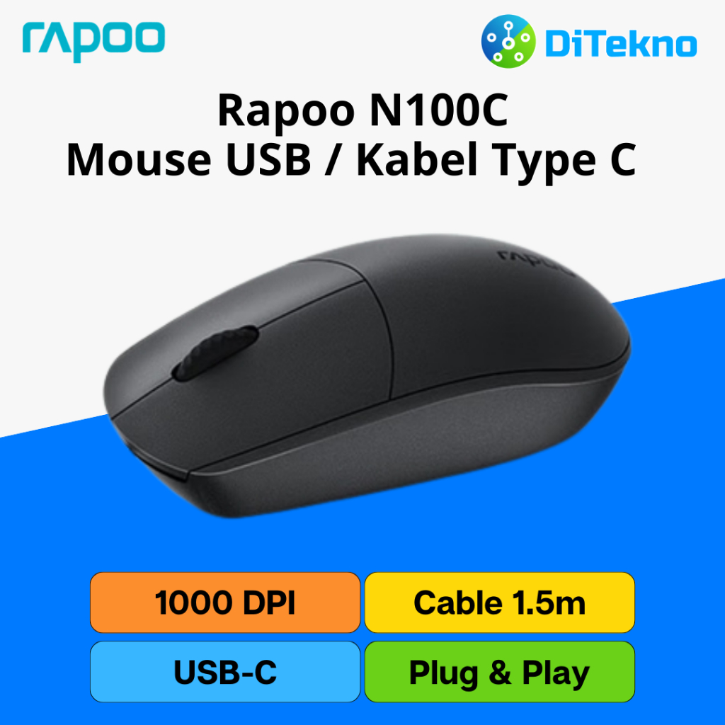 Jual Rapoo N100C Mouse Kabel USB Type C | Shopee Indonesia