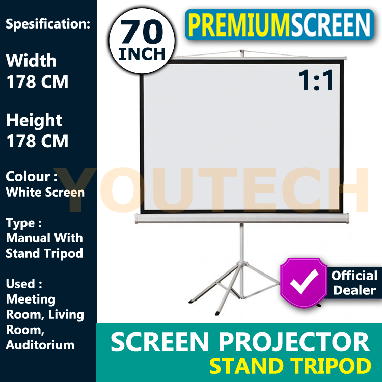 Jual Premium Screen Projector Tripod 70 inch Rasio 1:1 - Layar ...