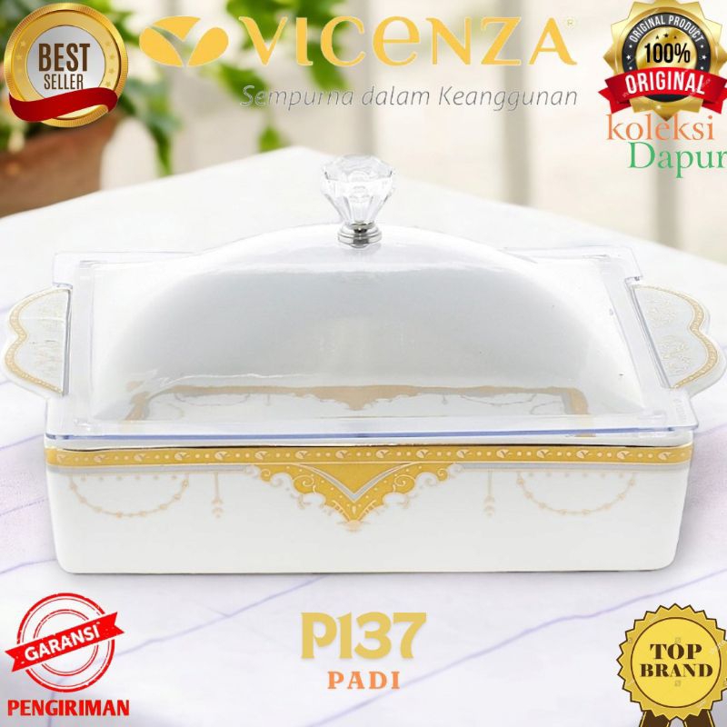 Jual Vicenza Tempat Roti Persegi P137 motif PADI, bahan porselain (keramik berkualitas tinggi ...