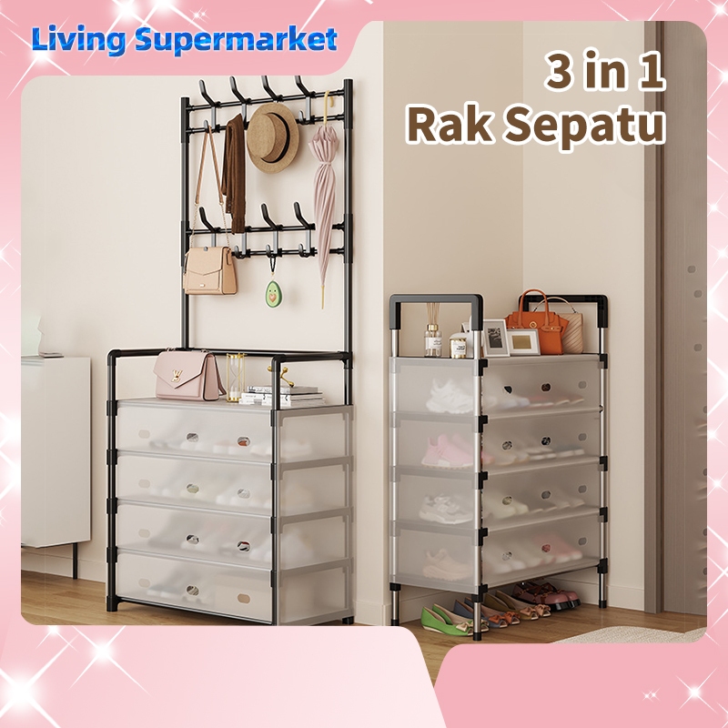 Jual Rak Sepatu Tertutup Anti Debu Serbaguna Gantungan Tas Pakaian Rak ...