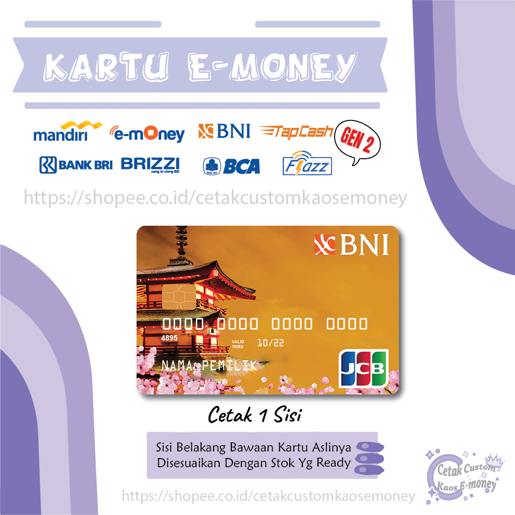 Jual KARTU EMONEY ETOLL KARTU JCB BNI DESIGN SAKURA CREDIT CARD EMONEY ...
