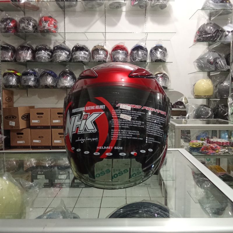 Jual HELM NHK R6 NEW SOLID MAROON ORIGINAL | Shopee Indonesia