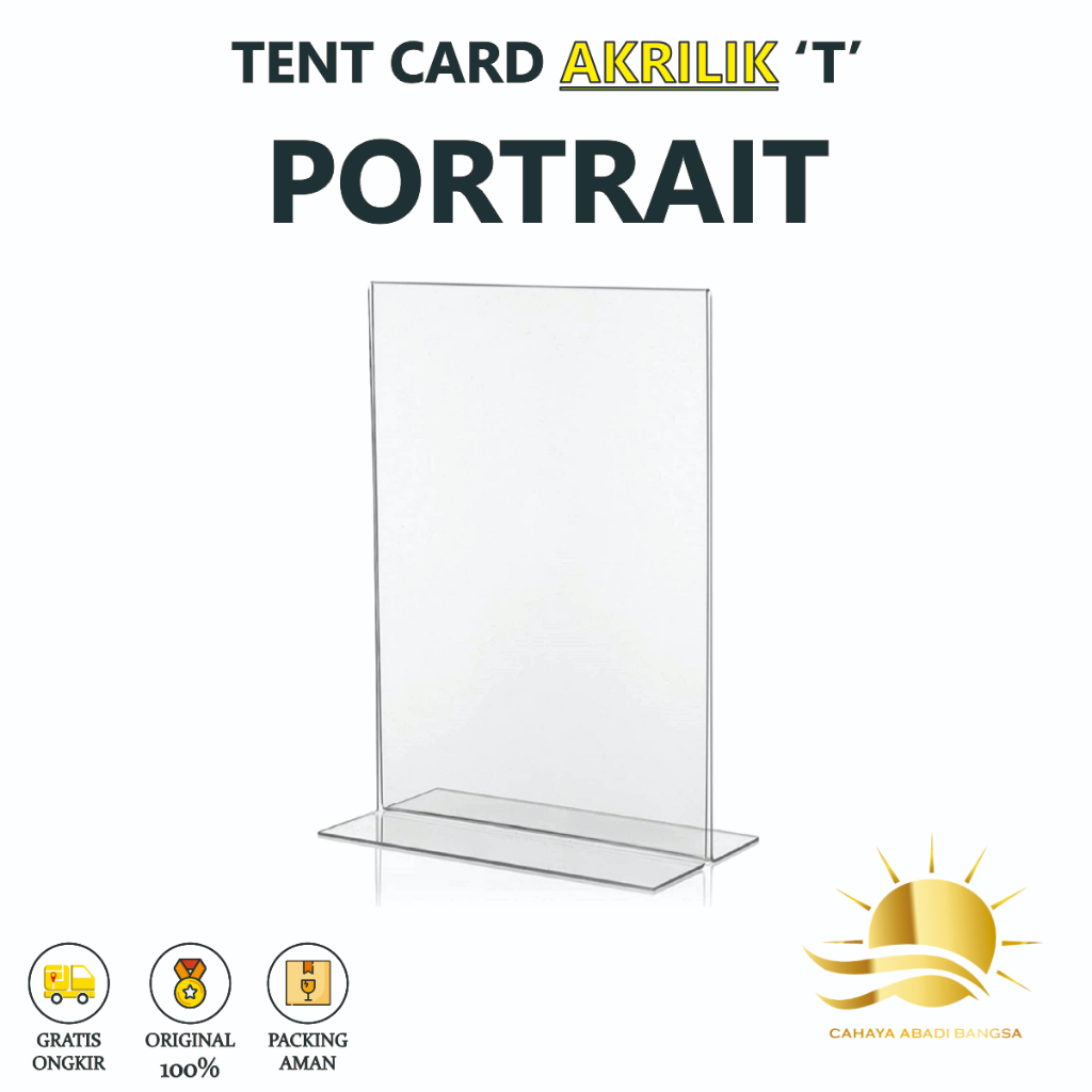 Jual Tent Card / Nomor Meja / Papan Display Akrilik POTRAIT Tebal 2mm ...