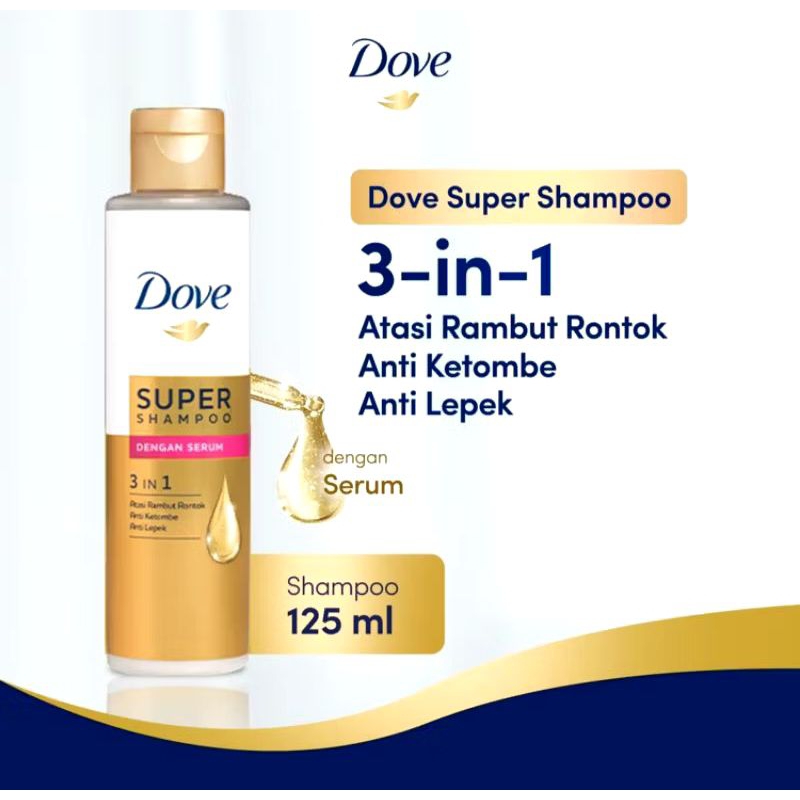 Jual DOVE Super Shampo 3in 1 Serum Atasi Rambut Rontok, Anti ketombe ...