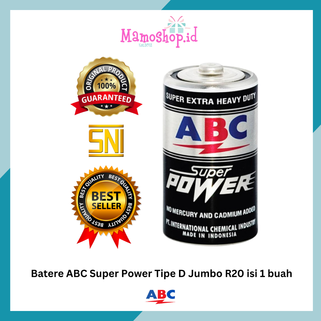 Jual Baterai Battery Batere ABC Super Power Tipe D Jumbo R20 isi 1 buah ...