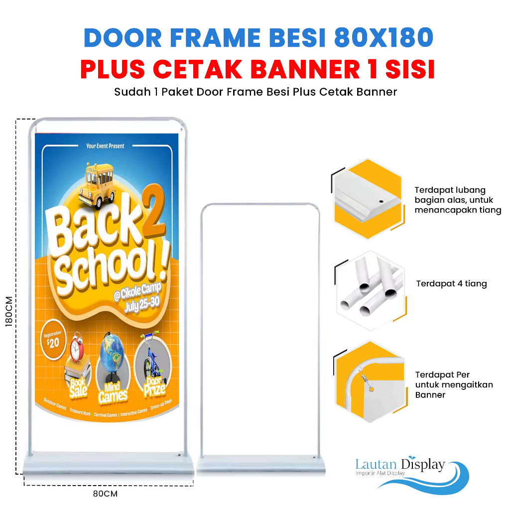 Jual Cetak Door Frame Banner 80x180 cm Custom Desain (1 Sisi) - Paket ...