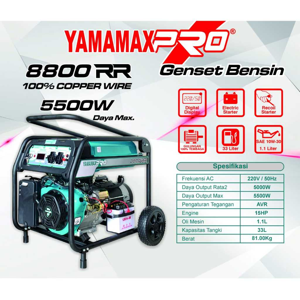 Jual YAMAMAX PRO Genset - Generator Set Bensin TIPE 1200+STAND MERAH, 2500RX, 3300RR, 4400 ...