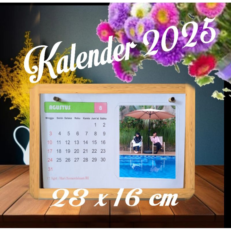 Jual kalender meja 2025 frame kayu custom sarah19 | Shopee Indonesia