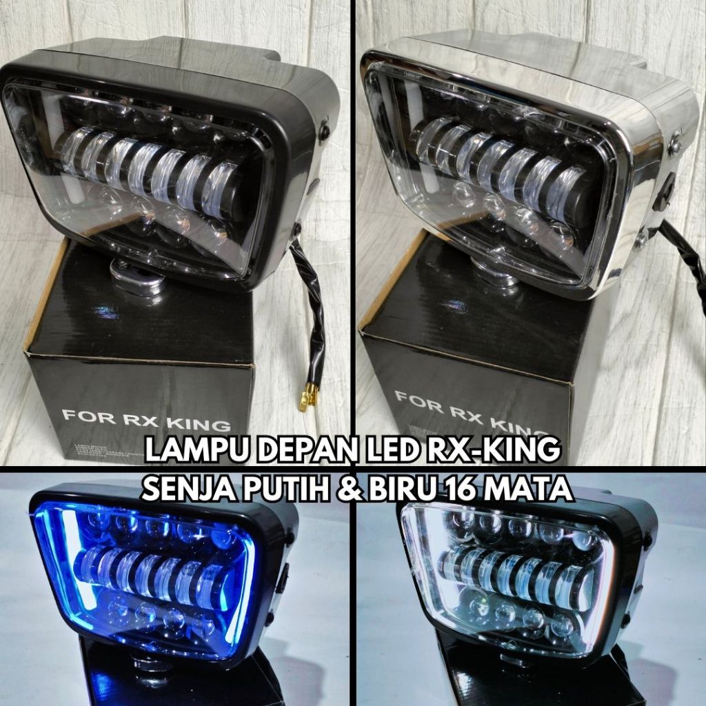 Jual LAMPU DEPAN LED RX KING KOTAK OVAL 16 MATA YAMAHA RX KING 100 GL 100 GL max RX-S 4X6 INCH ...