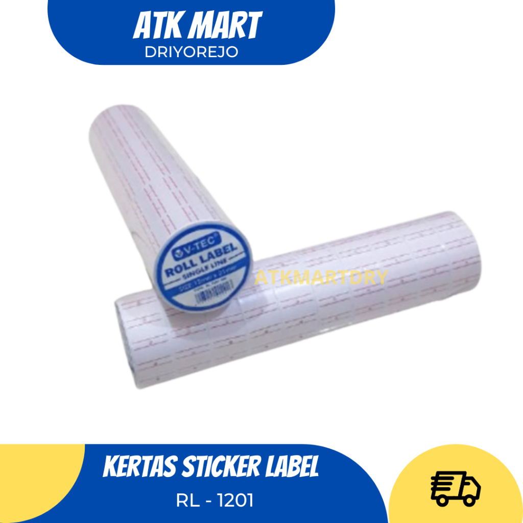 Jual KERTAS STICKER LABEL HARGA PUTIH BARCODE PRODUK V-TEC ROLL SINGLE ...