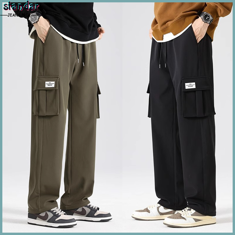 Jual Celana Cargo Panjang Pria cargo gombrong pria Fashion cargo hitam ...