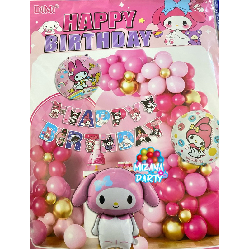 Jual Paket Set Dekorasi Ulang Tahun Anak Perempuan My Melodi Paket