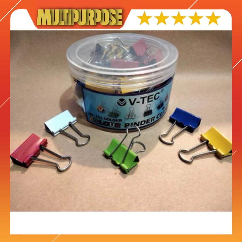 Jual 1 Tabung Paper Clip Warna Warni 111 48PCS / Binder Clip Warna ...