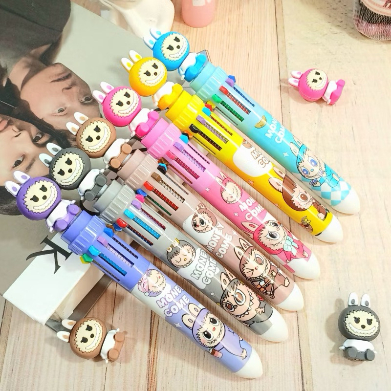Jual PULPEN 10 WARNA LABUBU PEN WARNA WARNI TINTA MOTIF LABUBU LUCU ...
