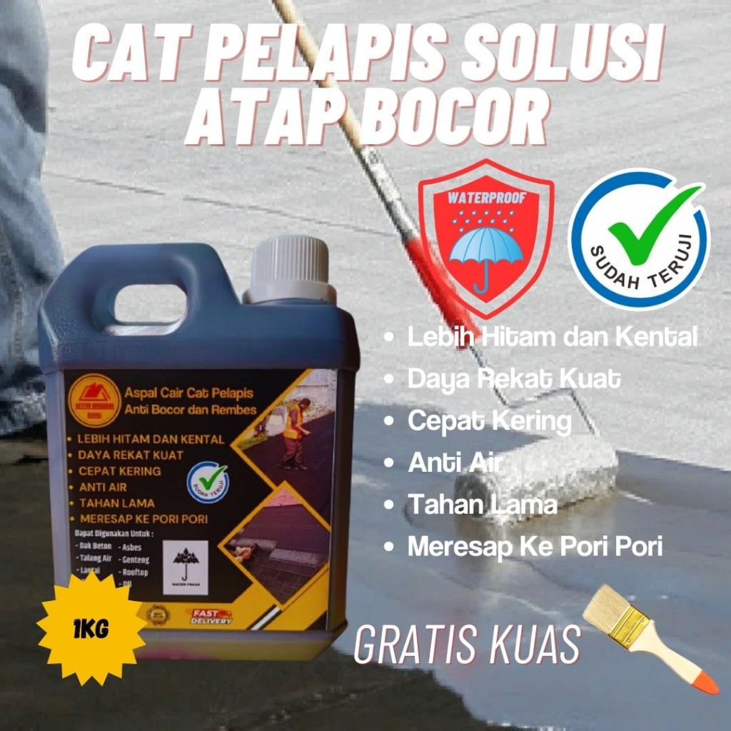 Jual Aspal Cair 1kg Cat Pelapis Dinding Tembok Retak Talang Air Dak ...