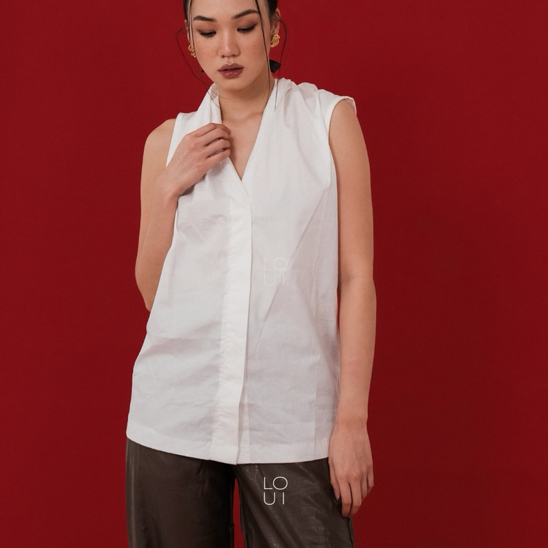 Jual louiapparel | AUDREY TOP - sleeveless cotton poplin japan korean top christmas office daily ...