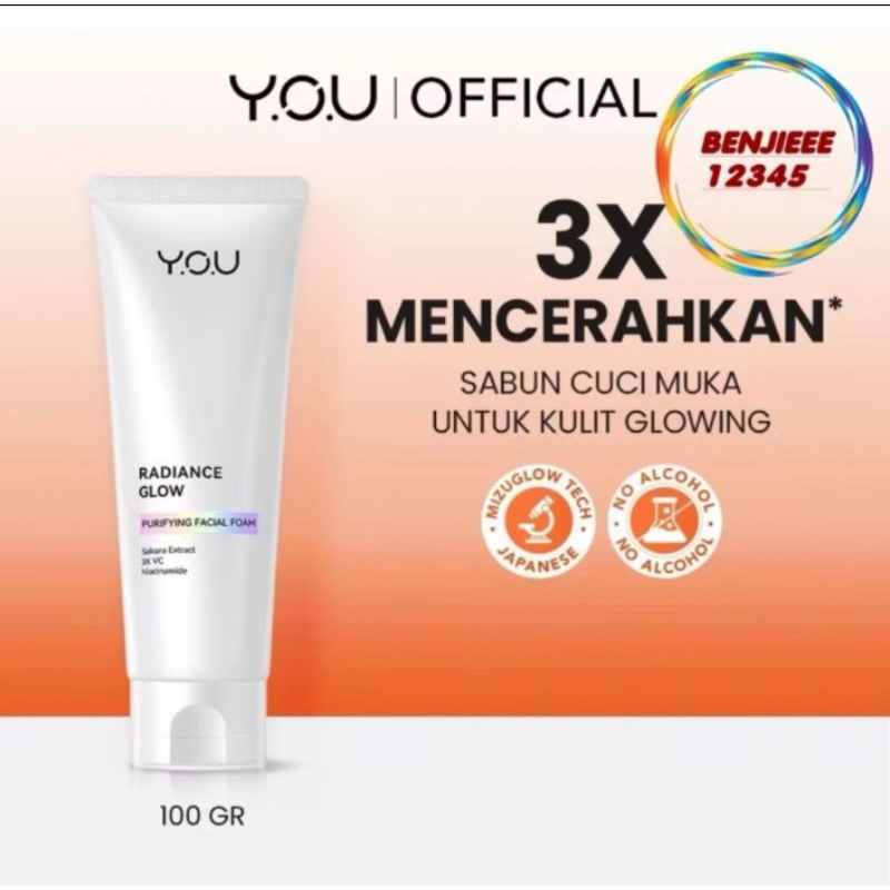 Jual YOU RADIANCE GLOW Purifying Facial Foam 100g / Brightening vitamin ...