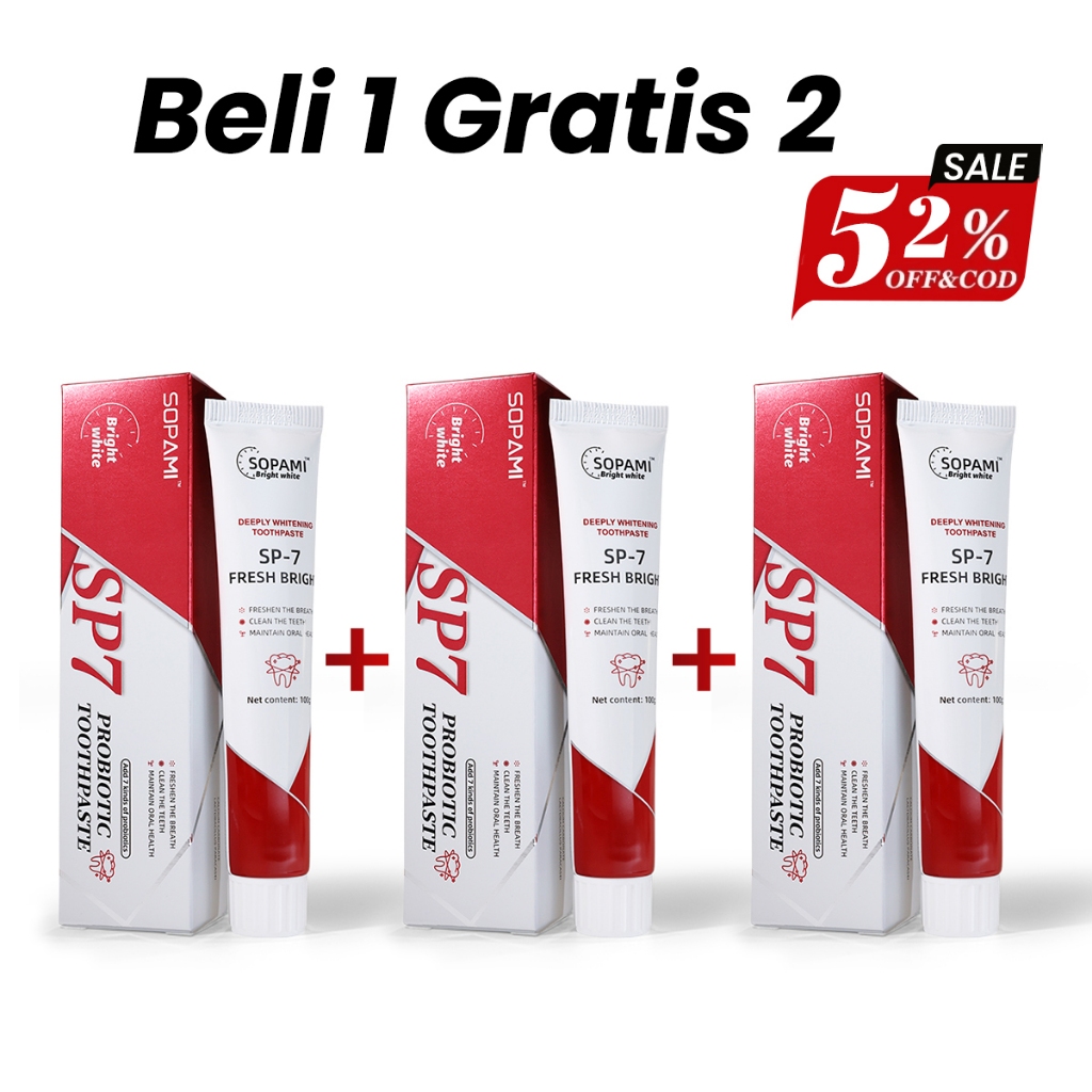 Jual 【Beli 1 Gratis 2】SOPAMI SP7 Pasta Gigi Pemutih Probiotik - Pemutih ...