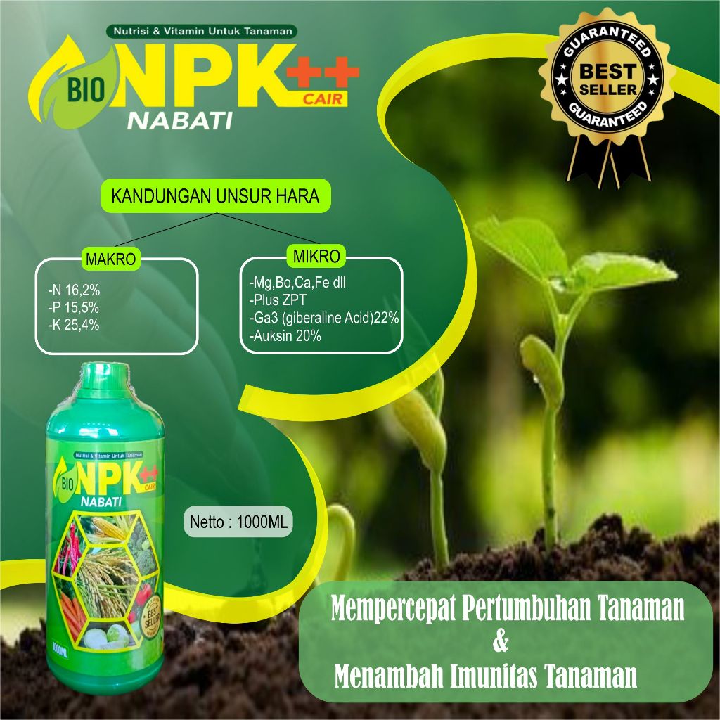 Jual BIO NPK ++ KEMASAN 1 LITER PUPUK NUTRISI + VITAMIN PENYUBUR AKAR DAUN DAN BUNGA UNTUK ...