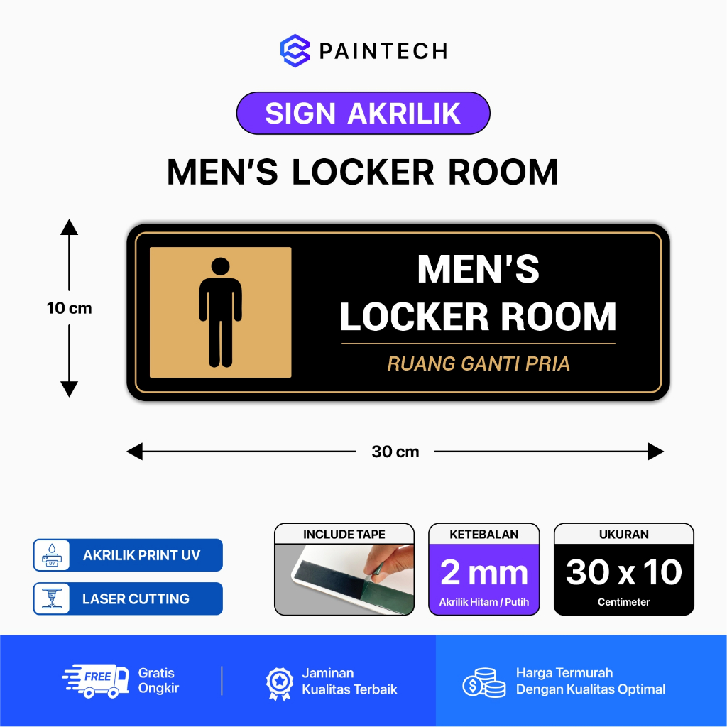 Jual Signage Mens Locker Room 30 X 10 Signboard Akrilik Ruang Ganti ...