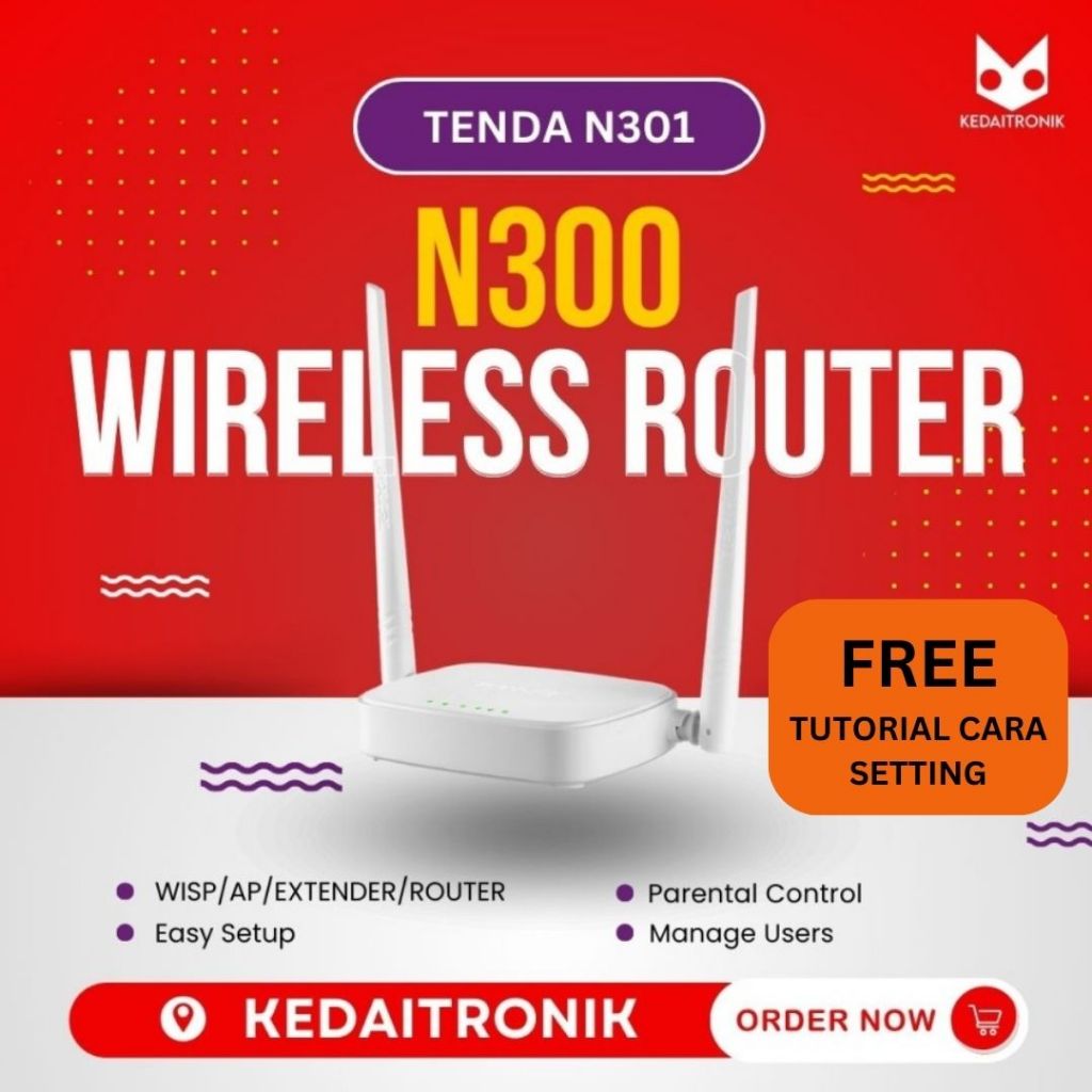 Jual NEW Tenda N301 Wireless Router Repeater AP WISP N300 Extender Wifi ...