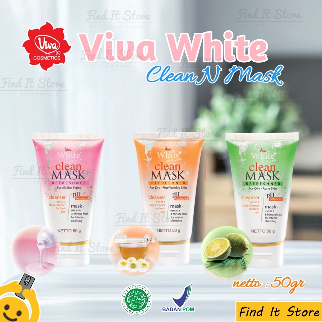Jual Viva White Clean Mask Refreshner Face Cleanser / Masker 50g ...