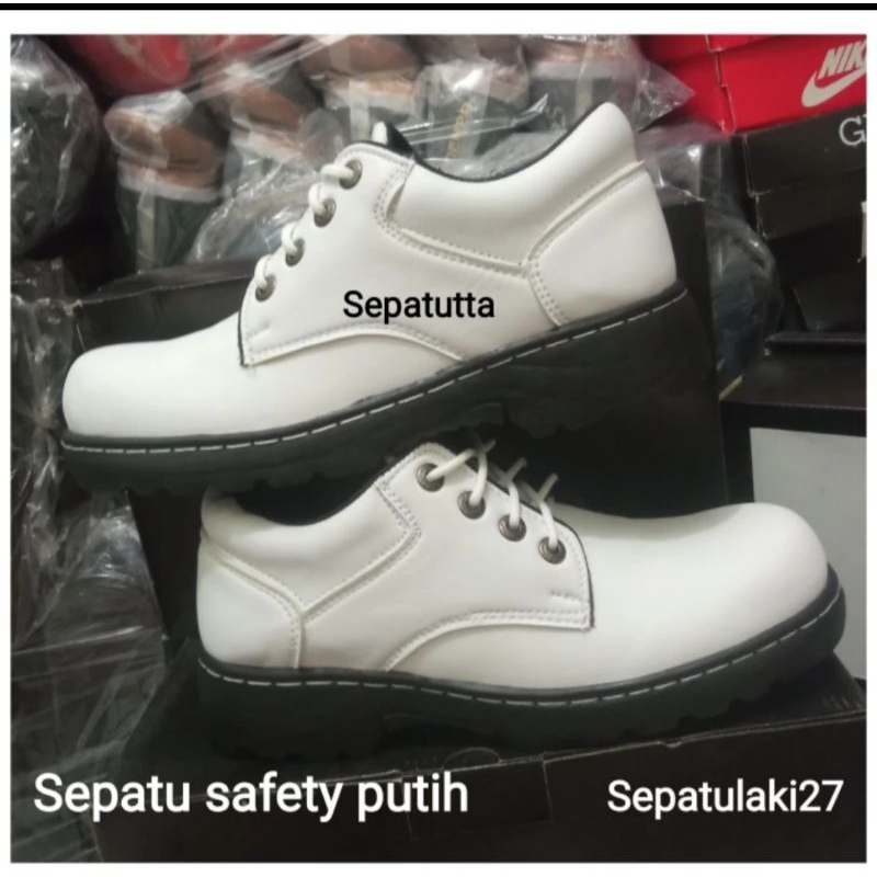 Jual sepatu safety warna putih sepatu kerja kantor | Shopee Indonesia