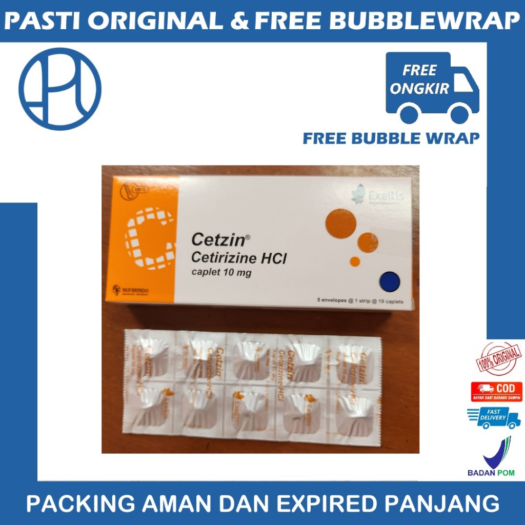 Jual CETZIN CETIRIZINE HCI 10MG PER STRIP 10 KAPLET | Shopee Indonesia