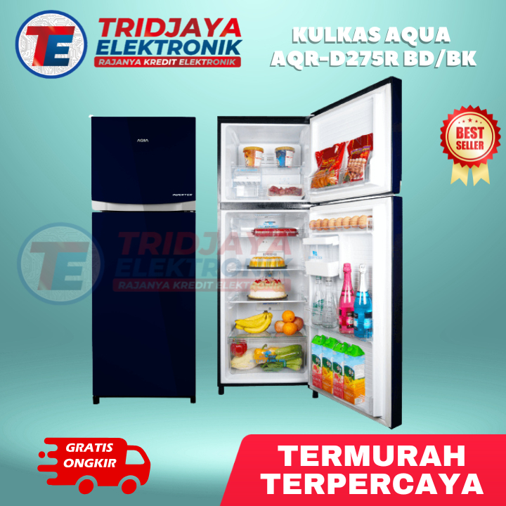 Jual Kulkas AQUA 2 pintu inverter AQR-D275R BD/BK 220 liter murah garansi resmi | Shopee Indonesia