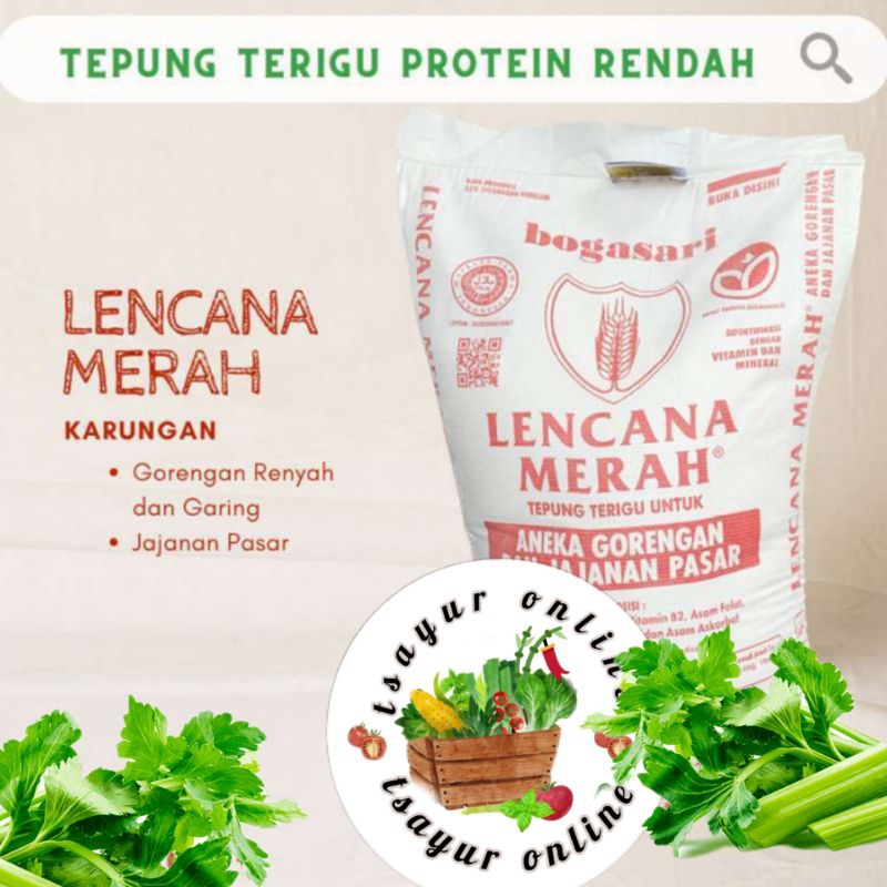 Jual Tepung Terigu Lencana Merah | Protein Rendah | Timbangan | Shopee ...