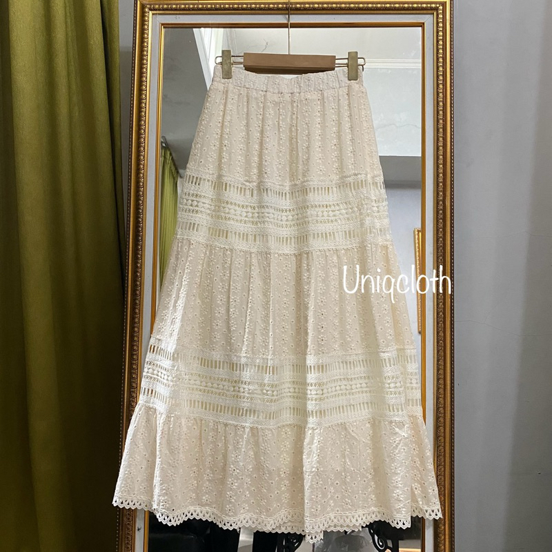 Jual Uniqcloth - Embroidery Skirt Rok Katbol Premium import | Shopee ...