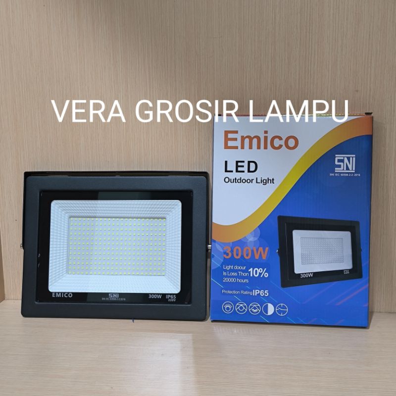 Jual Emico lampu sorot LED Floodlight 300W IP65 cahaya putih 6500K / cahaya kuning 3000K - lampu ...