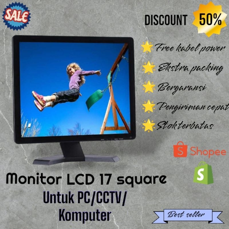 Jual Monitor Lcd/Led 17 inch square (kotak) untuk cctv/pc/komputer ...