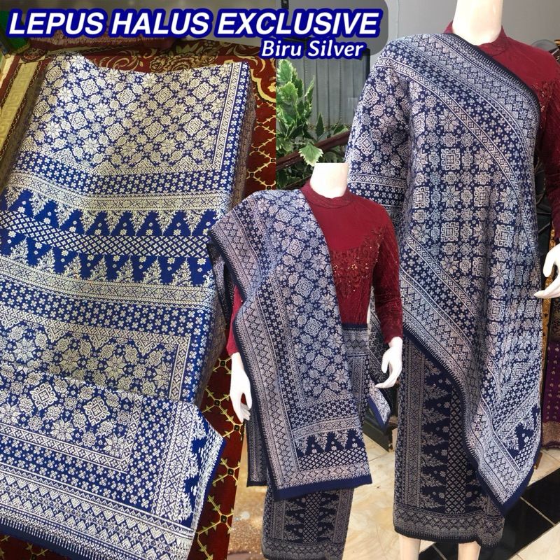 Jual Songket Lepus Halus Exclusive warna Biru Silver /songket tenun ...