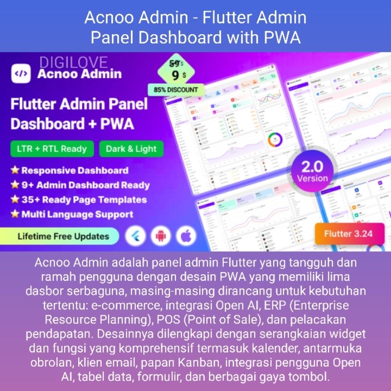 Jual Acnoo Admin - Flutter Admin Panel Dashboard with PWA | Shopee ...