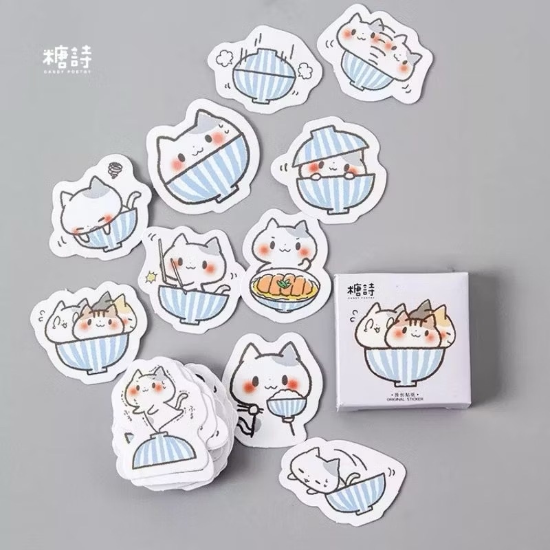 Jual Stiker Scrapbook Sticker Bujo Lucu Cats In A Bowl Kucing Dalam ...