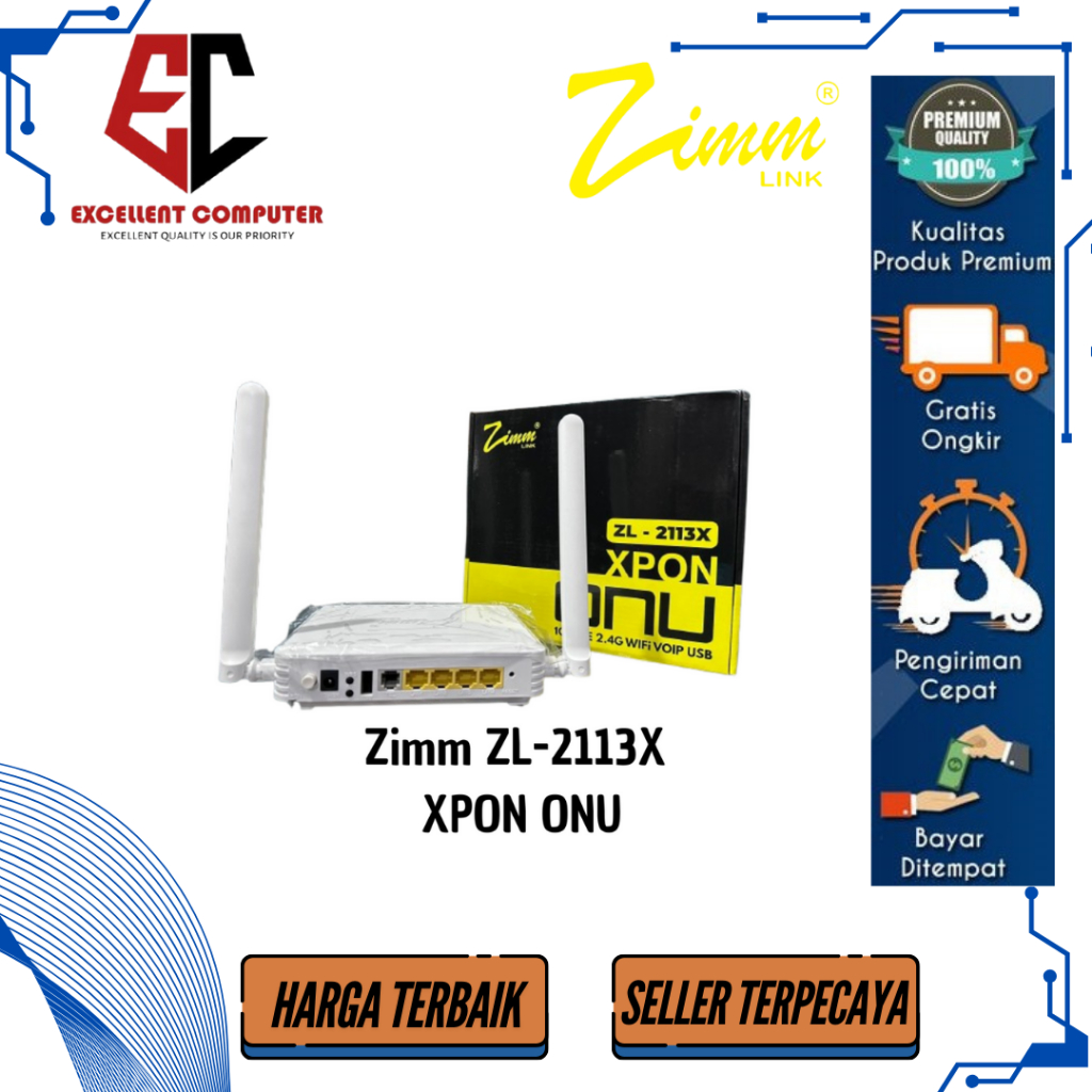 Jual ZIMMLINK XPON ONU ZL-2113X Support EPON & GPON ONT 1GE 3FE 2,4G ...