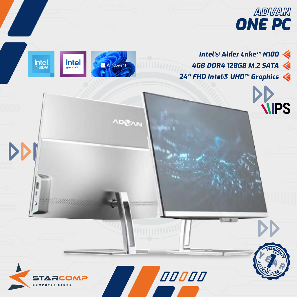 Jual Advan OnePC Intel N100 4GB 128GB 24" FHD Windows 11 Original All In One PC AIO | Shopee ...