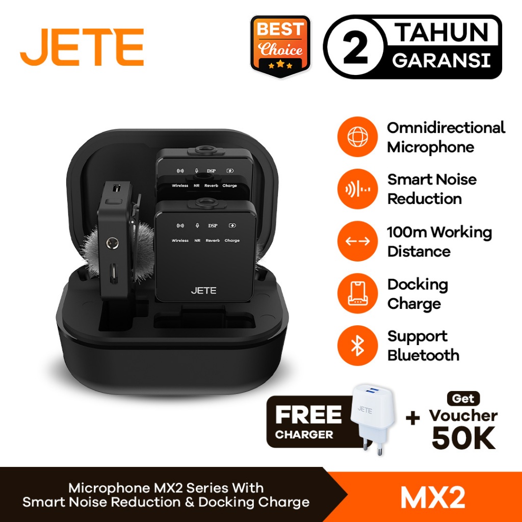 Jual JETE MX2 Microphone Wireless Bluetooth 4in1 with Docking Charge ...