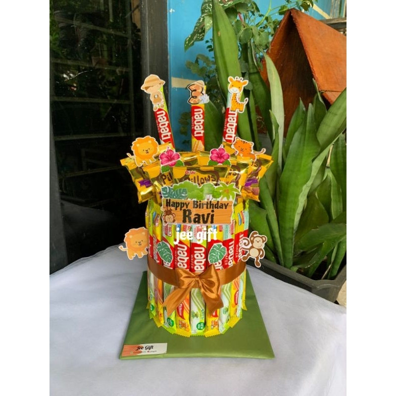 Jual Tower snack 1 tingkat tema Zoo/cake snack/hadiah ultah, khitan ...