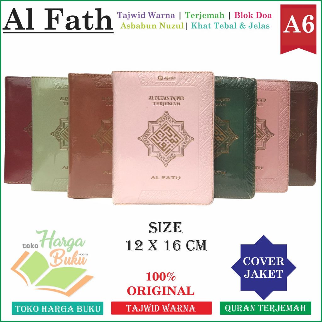 Jual Al-Quran Al Fath A6 Jaket Resleting Tajwid dan Terjemah Khat Tebal ...